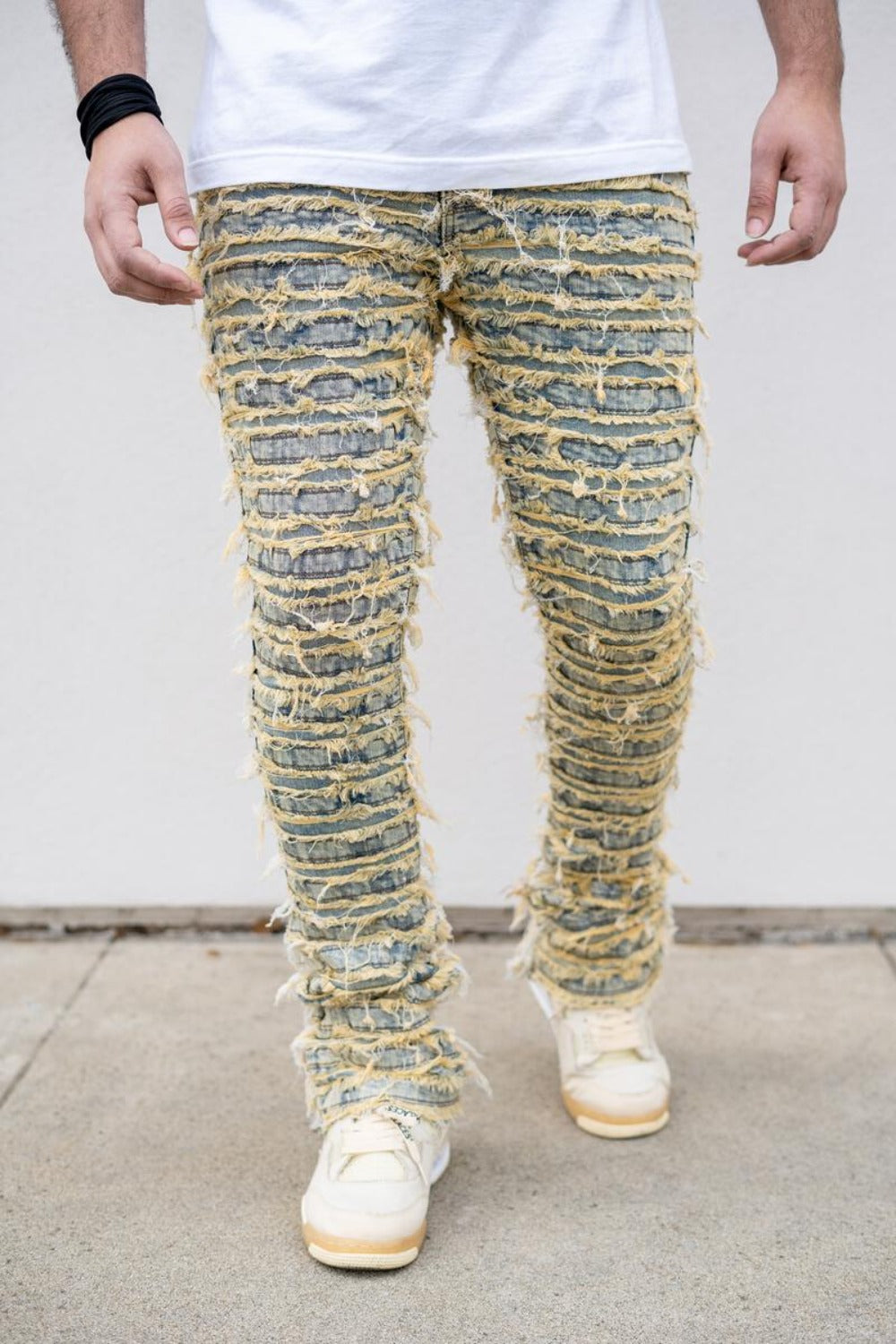 Reelistik-CALABRIA STACKED DISTRESSED PREMIUM DENIM (Tan-Blue) – Todays ...