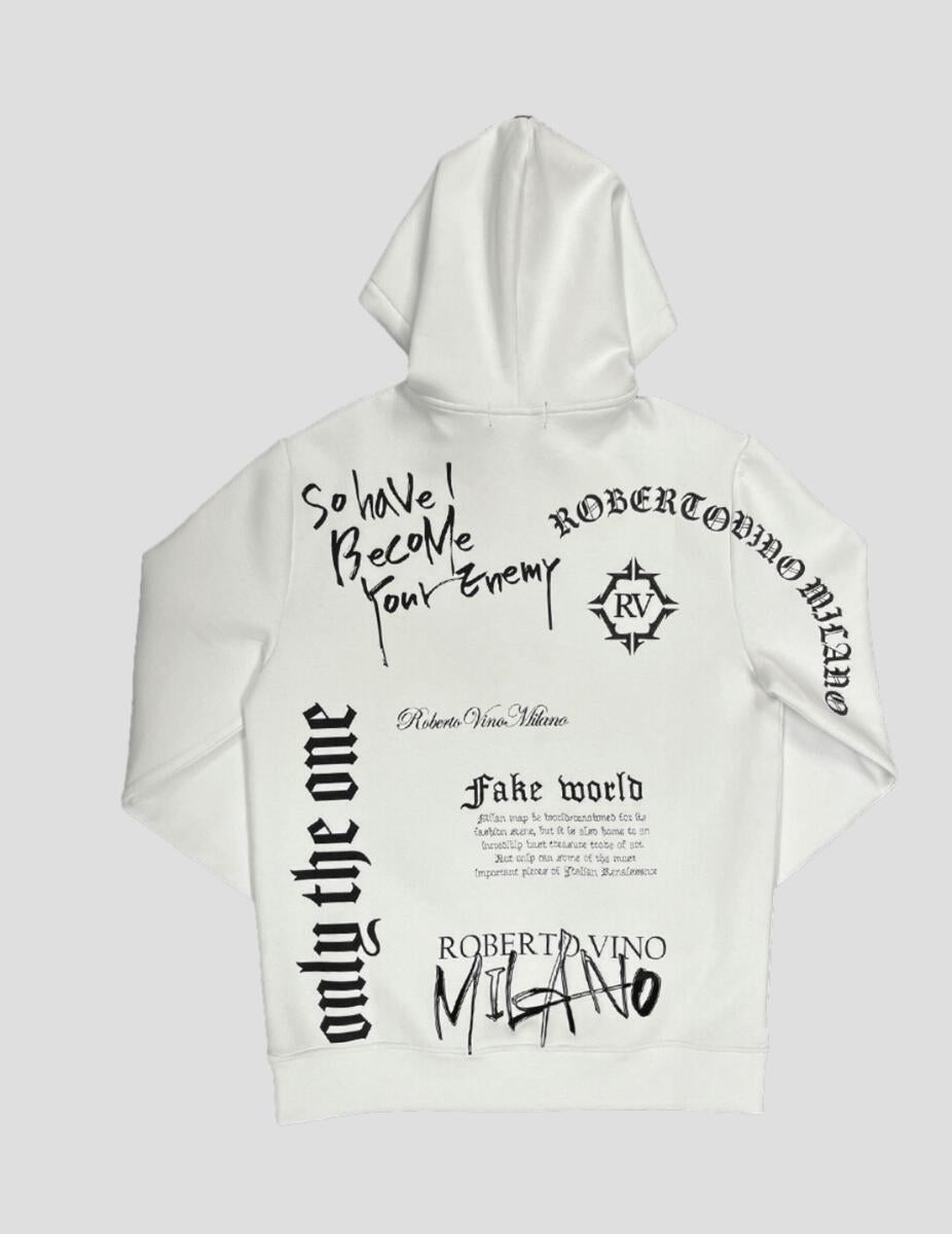 RV - Milano Fake World White Hoodie- RVHO17-24-WH – Todays Man Store