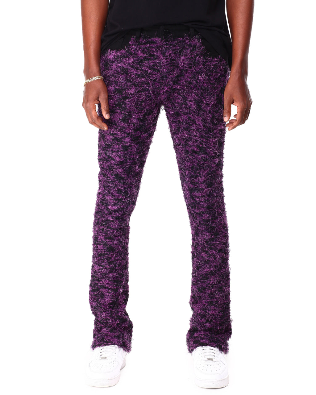Stacked Knit Denim Pants - Black/Purple – Todays Man Store