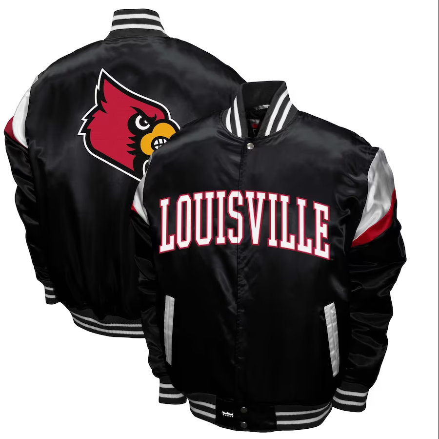 Louisville Cardinals Power Satin Full-Snap Jacket - Black – Todays Man ...