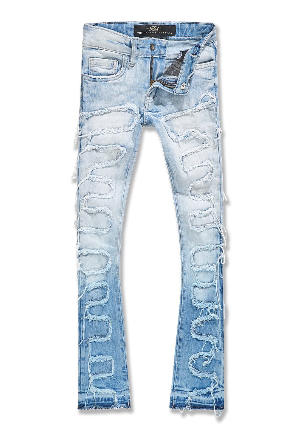 Kids Stacked Python Denim Jeans - Sky Blue – Todays Man Store