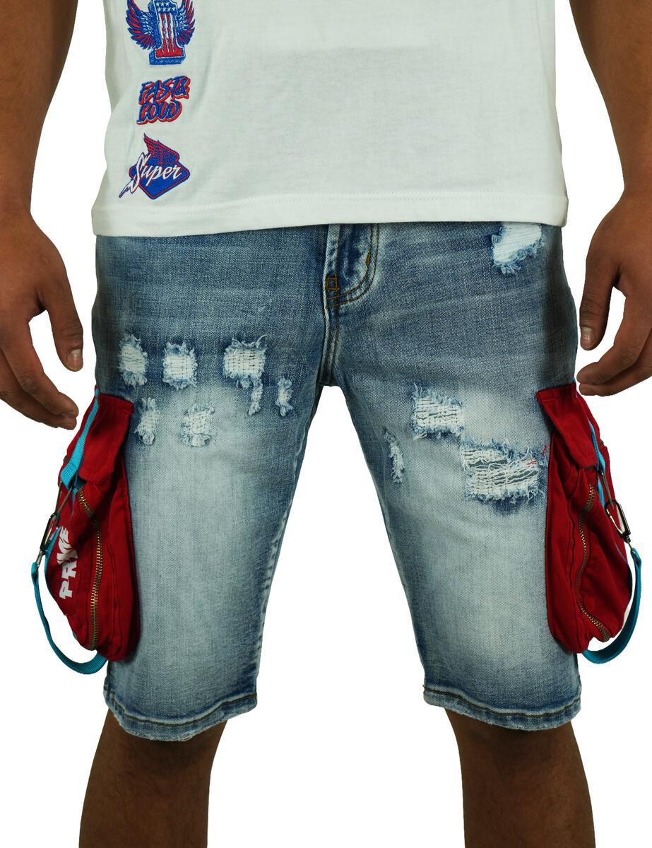 Preme Red & Indigo Denim Shorts - PR-WB-1079 – Todays Man Store