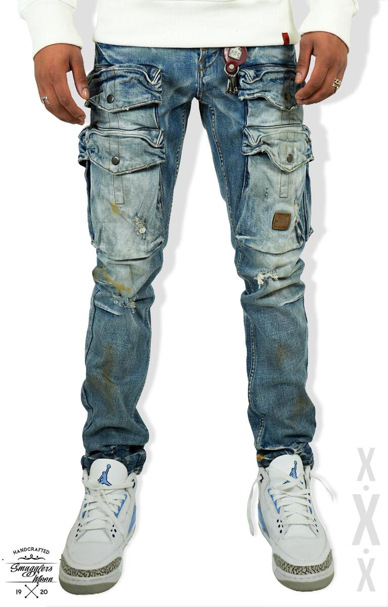 Smuggler's Moon - Patched Jeans - Indigo – Todays Man Store