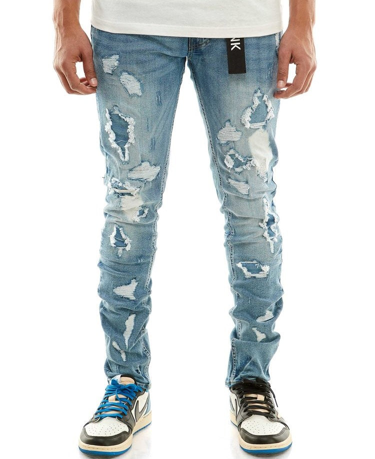 KDNK - Self Patched Skinny Fit Jeans - Blue – Todays Man Store