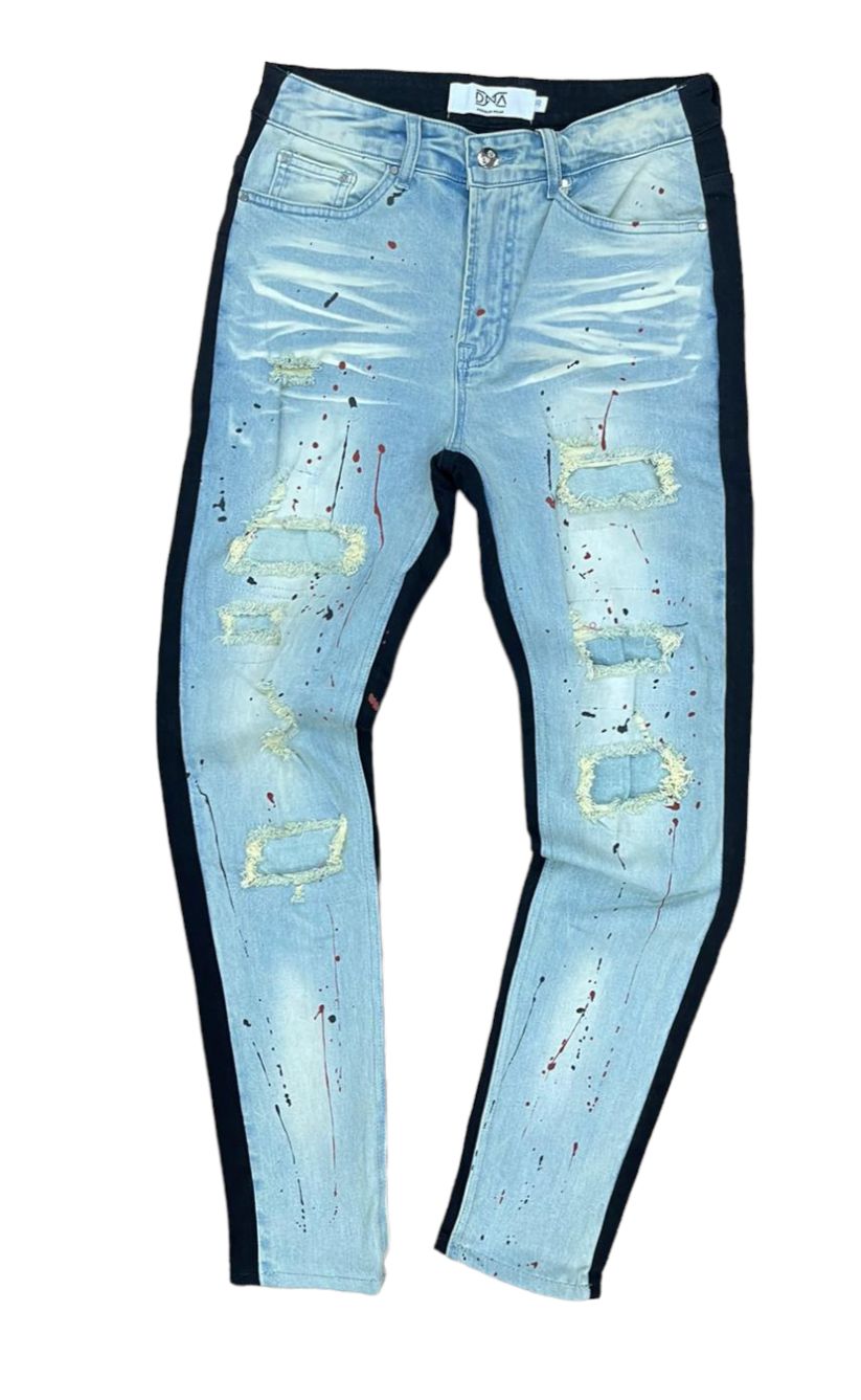 DNA Premium - Splattered Jeans - Blue/Black/Red – Todays Man Store